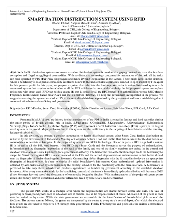 (PDF) Smart Ration Distribution System Using Rfid