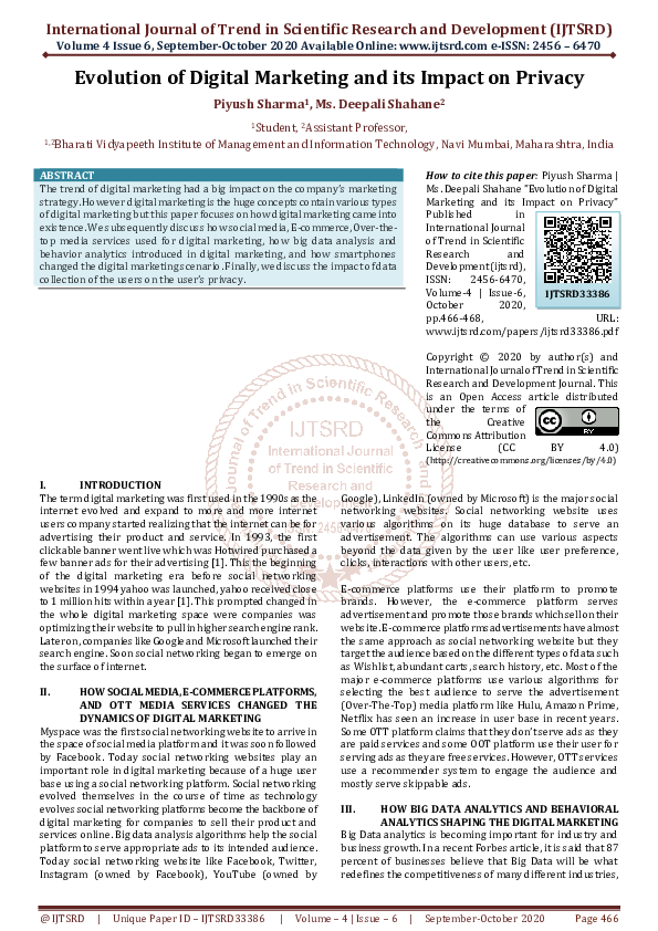(PDF) Evolution of Digital Marketing and its Impact on Privacy