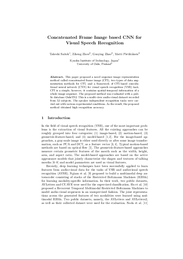 Pdf Concatenated Frame Image Based Cnn For Visual Speech Recognition