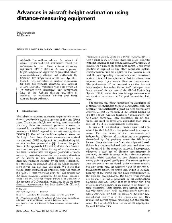 (PDF) Advances in aircraft-height estimation using distance-measuring ...
