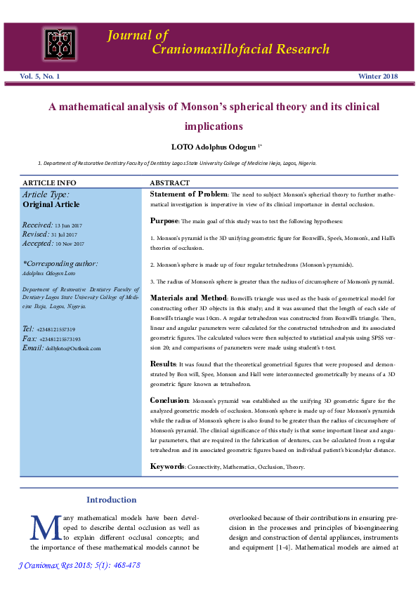 (PDF) A mathematical analysis of Monson’s spherical theory and its ...