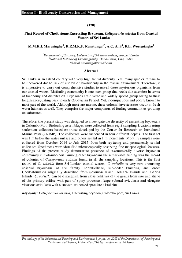 (PDF) First Record of Cheilostome Encrusting Bryozoan, Celleporaria ...