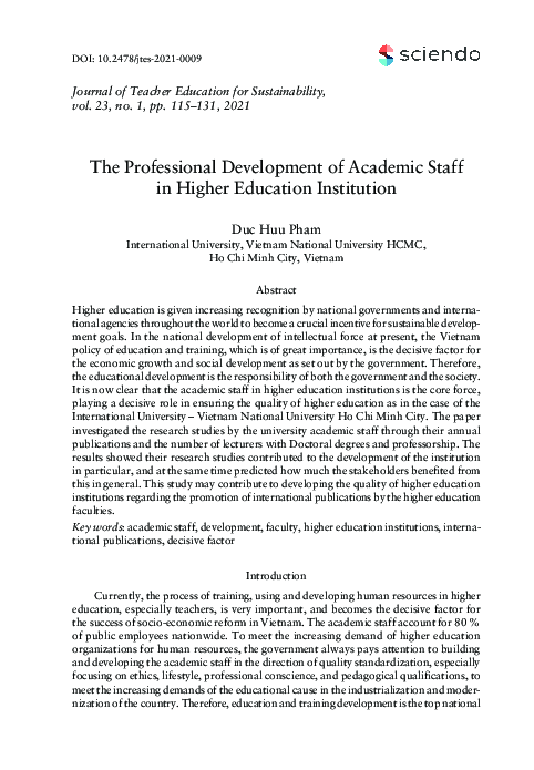 (PDF) The Professional Development of Academic Staff in Higher ...