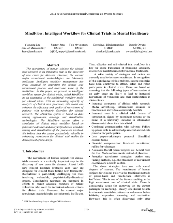 (PDF) MindFlow: Intelligent Workflow for Clinical Trials in Mental ...