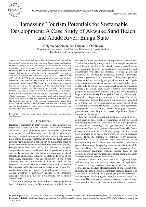 (PDF) Harnessing Tourism Potentials for Sustainable Development: A Case ...