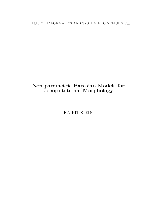 (PDF) Non-Parametric Bayesian Models for Computational Morphology