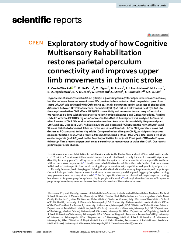 (PDF) Exploratory study of how cognitive multisensory rehabilitation ...