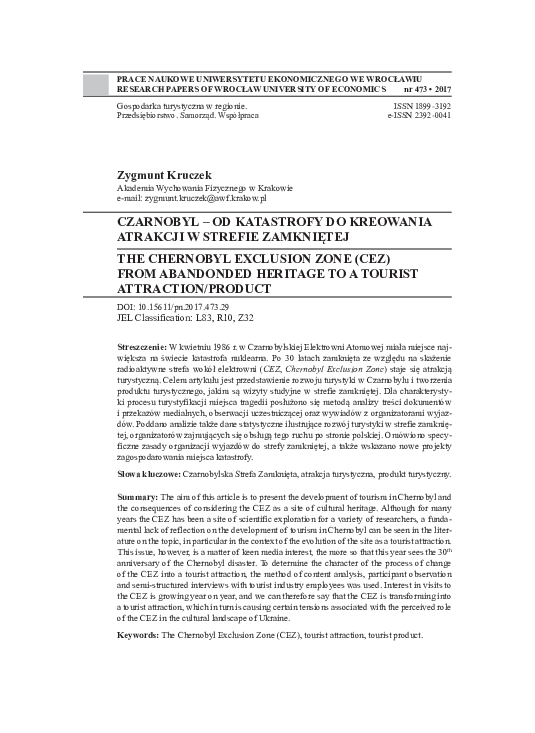 (PDF) The Chernobyl Exclusion Zone (Cez) from Abandonded Heritage to a ...