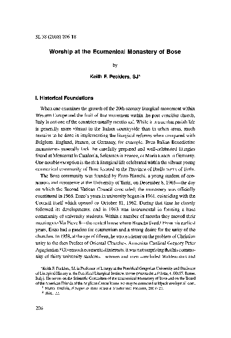 (PDF) Worship at the Ecumenical Monastery of Bose