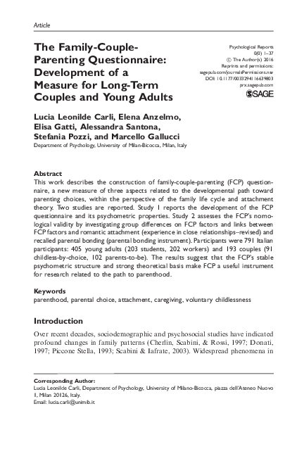 (PDF) The Family-Couple-Parenting Questionnaire: Development of a ...