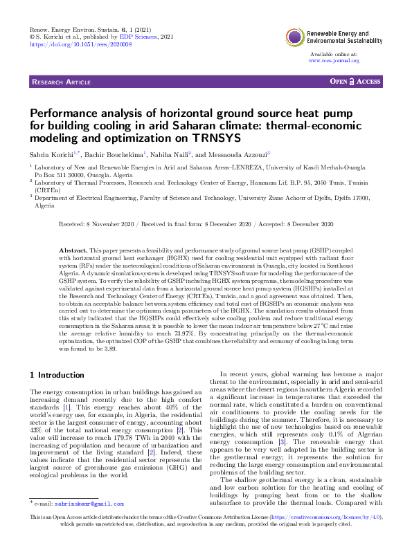 (PDF) Performance analysis of horizontal ground source heat pump for ...