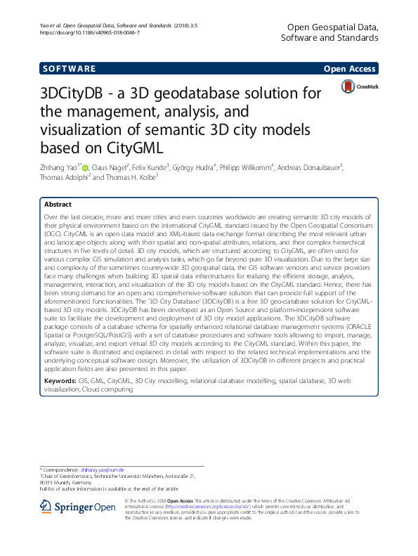 (PDF) 3DCityDB - a 3D geodatabase solution for the management, analysis ...