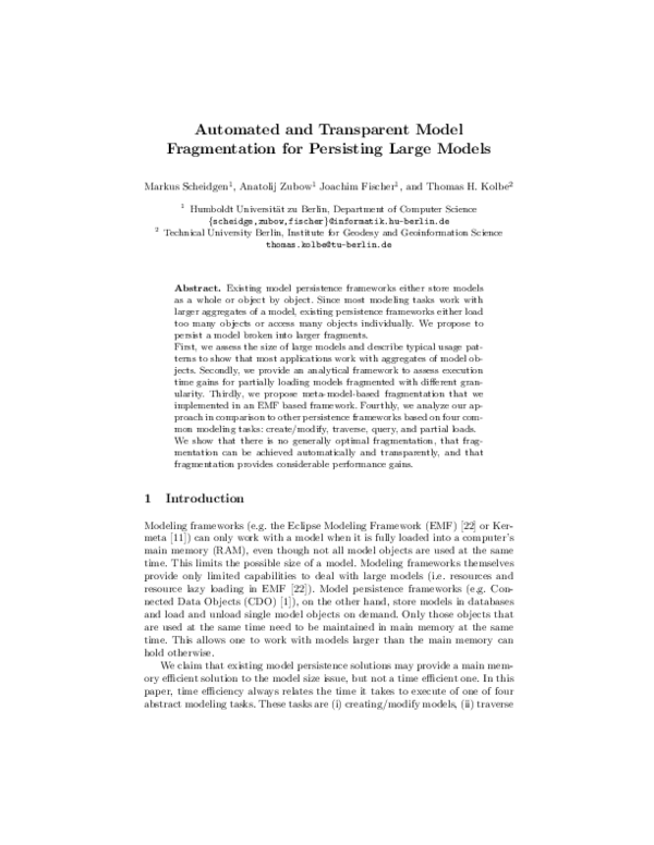 (PDF) Automated and Transparent Model Fragmentation for Persisting ...