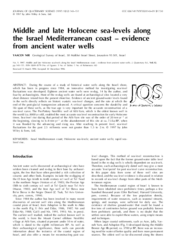 (PDF) Middle and late Holocene sea-levels along the Israel ...