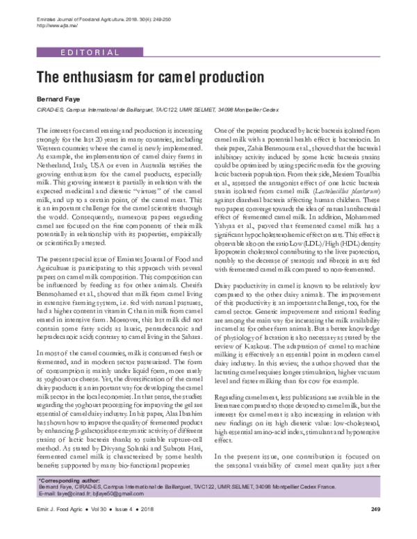 (PDF) The Enthusiasm for Camel Production