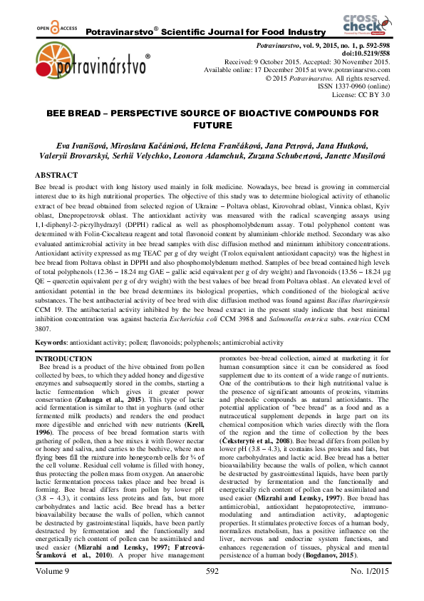(PDF) Bee bread - perspective source of bioactive compounds for future ...
