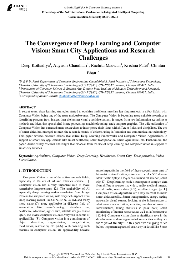 (PDF) The Convergence of Deep Learning and Computer Vision: Smart City ...