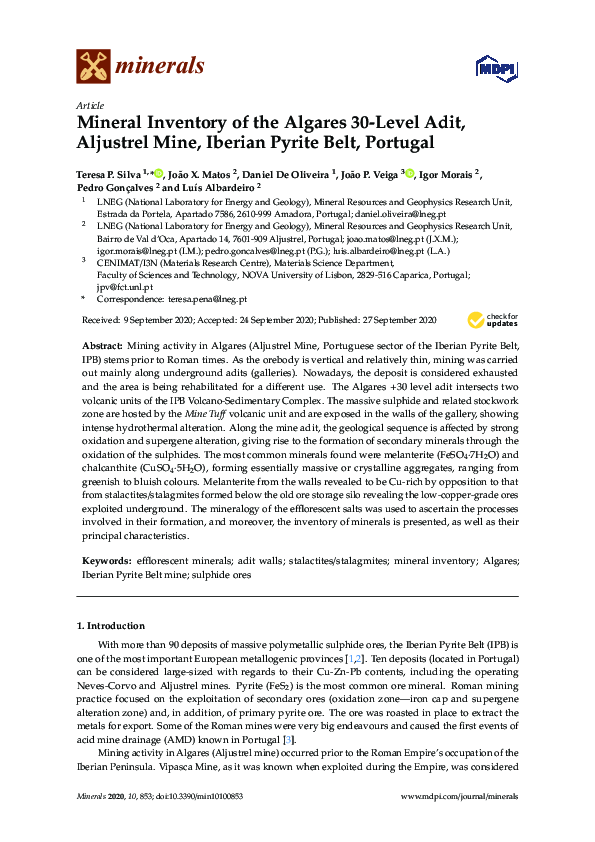 (PDF) Mineral Inventory of the Algares 30-Level Adit, Aljustrel Mine ...