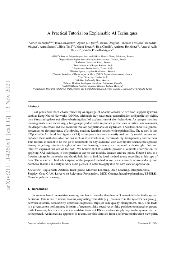(PDF) A Practical Tutorial on Explainable AI Techniques