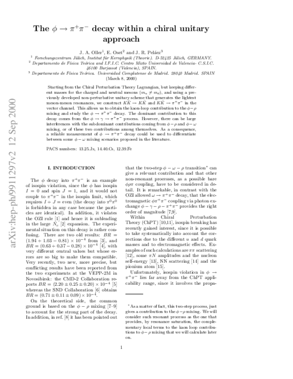 (PDF) The phi to pi+ pi- decay within a chiral unitary approach
