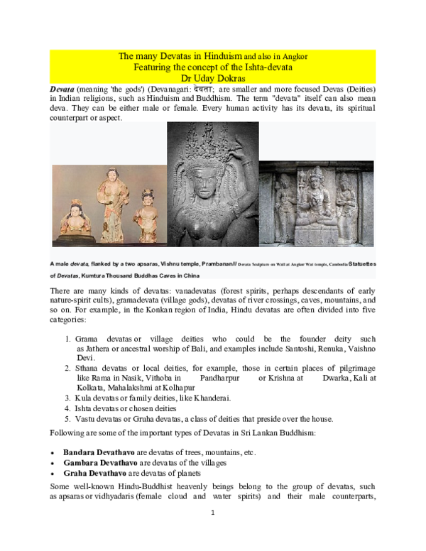 (DOC) The many Devatas in Hinduism and also in Angkor Featuring the ...