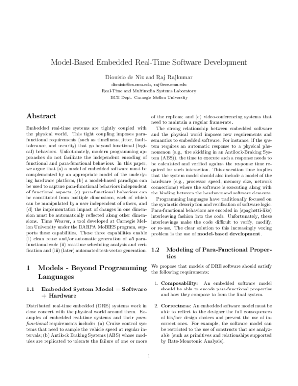 (PDF) Model-based embedded real-time software development | Dionisio de Niz - Academia.edu