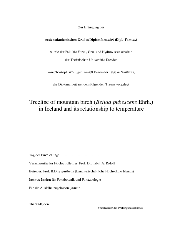 (PDF) Treeline of mountain birch (Betula pubescens Ehrh.) in Iceland ...
