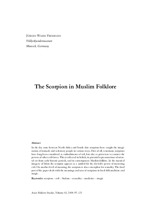 (PDF) The scorpion in Muslim folklore