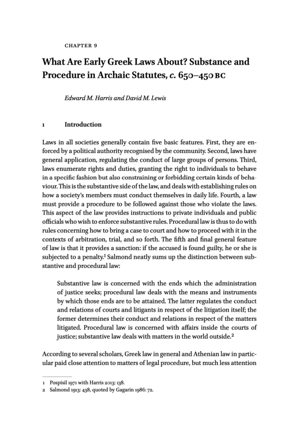 (PDF) What are early Greek laws about? Substance and procedure in ...
