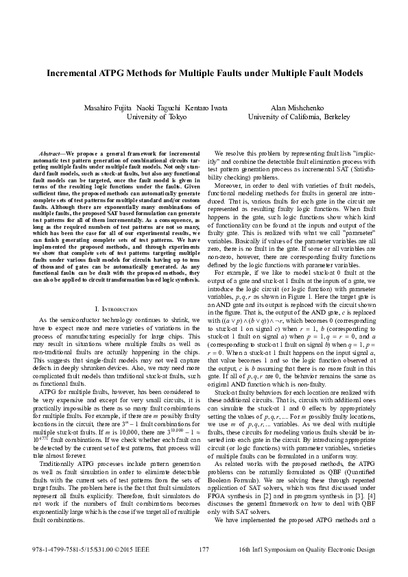 (PDF) Incremental ATPG methods for multiple faults under multiple fault ...