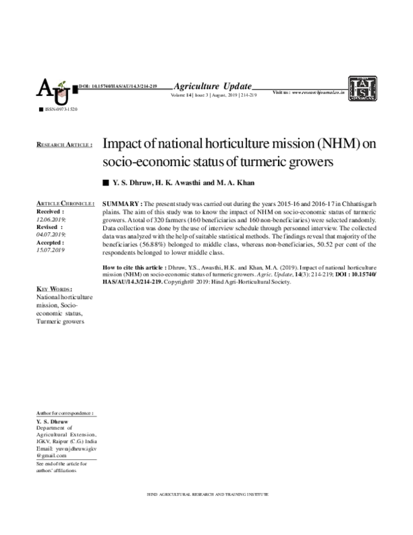 (PDF) Impact of national horticulture mission (NHM) on socio-economic ...