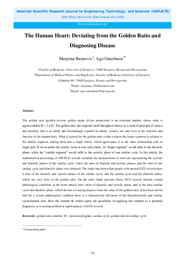 (PDF) The Human Heart: Deviating from the Golden Ratio and Diagnosing ...
