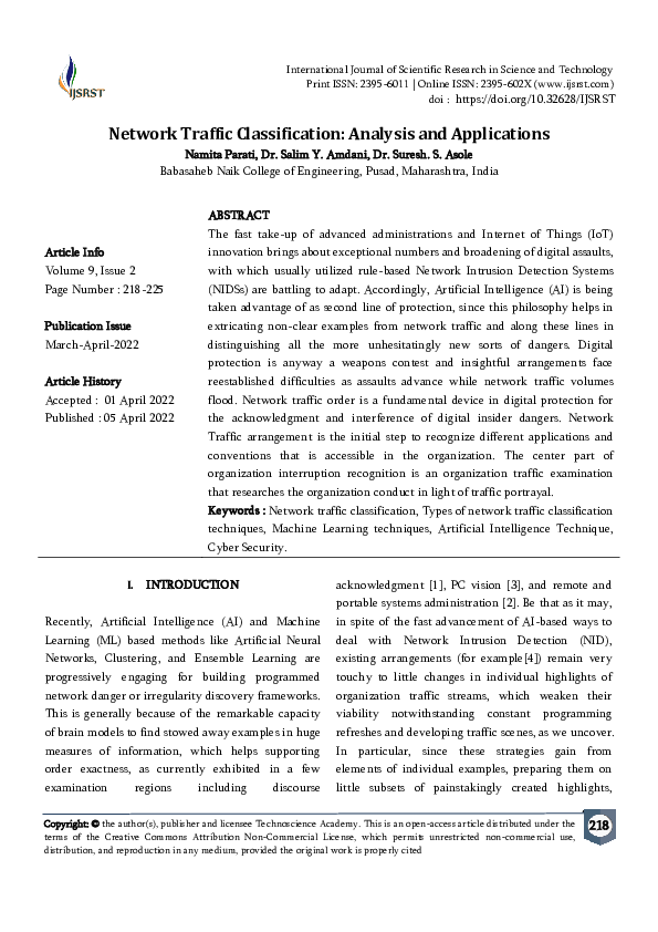 (PDF) Network Traffic Classification: Analysis and Applications