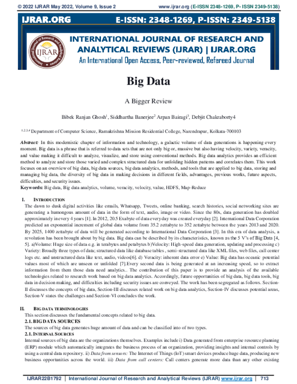 (PDF) Big Data: A Bigger Review