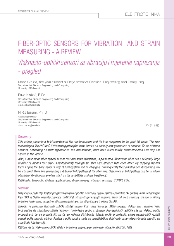 (PDF) Fiber-Optic Sensors for Vibration and Strain Measuring - A Review