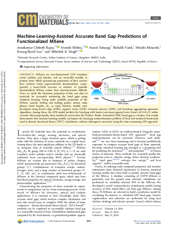 (PDF) Machine-Learning-Assisted Accurate Band Gap Predictions of ...