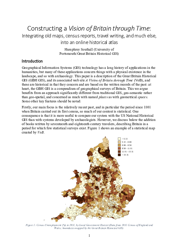 (PDF) Constructing a Vision of Britain through Time: Integrating old ...