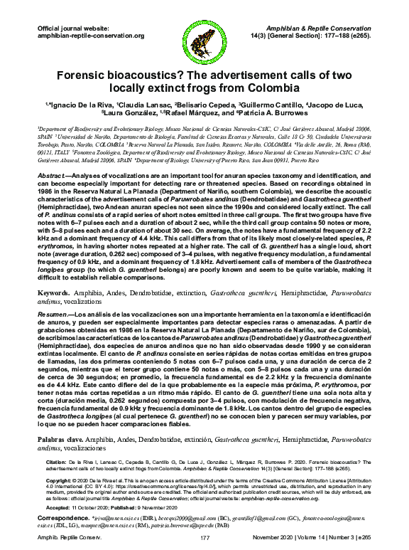 (PDF) Forensic bioacoustics? The advertisement calls of two locally ...