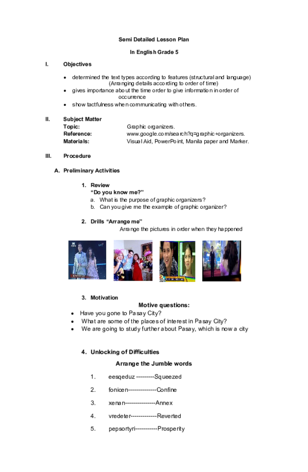 (DOC) Semi Detailed Lesson Plan In English Grade 5