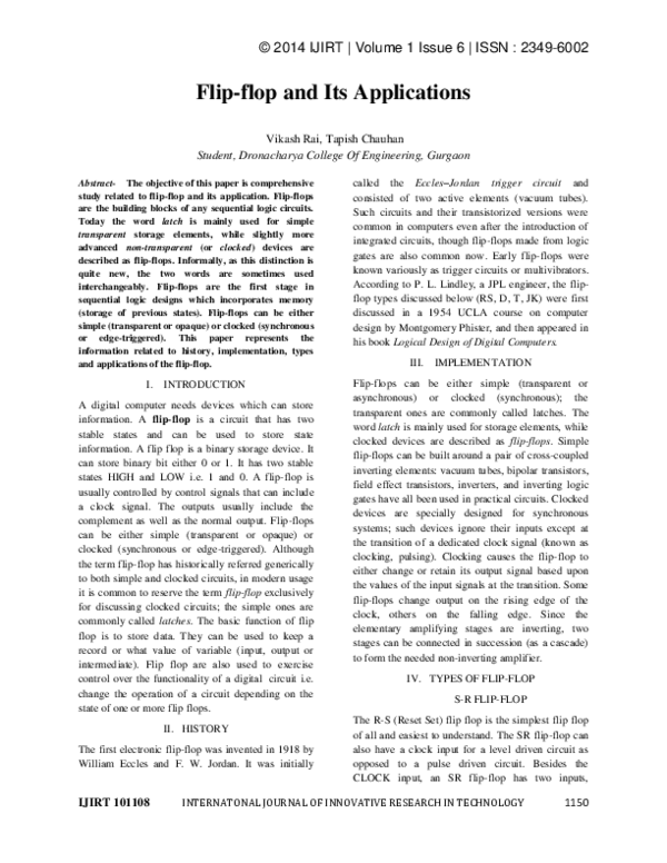 (PDF) Flip-flop and Its Applications