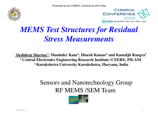 (PDF) MEMS Test Structures for Residual Stress Measurements
