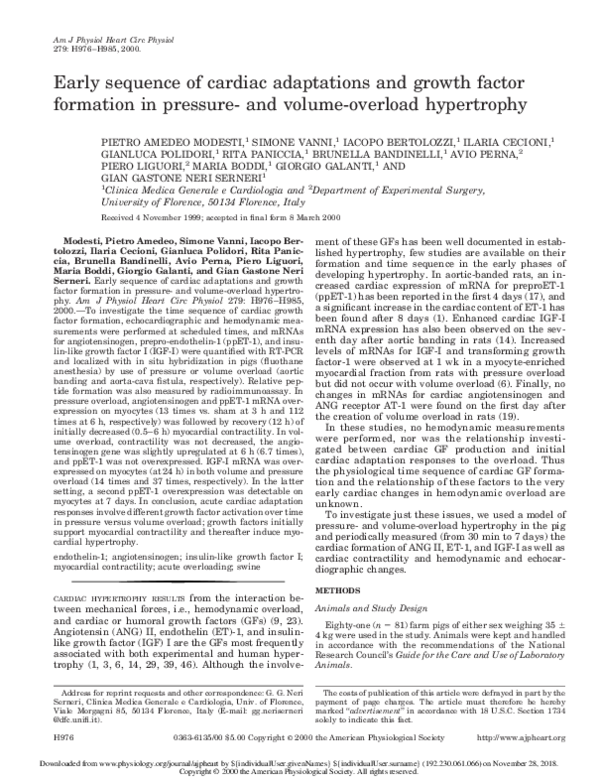 (PDF) Cardiac Growth Factor Dynamics in Pressure vs Volume Overload
