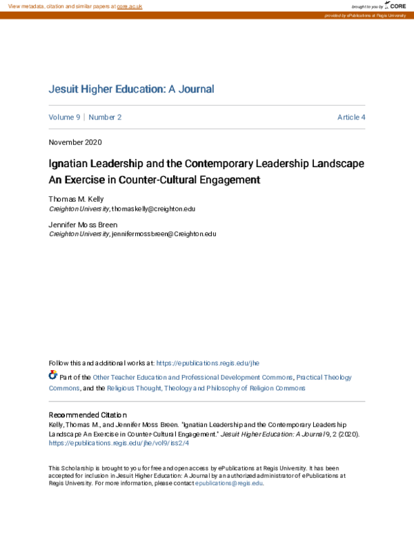 (PDF) Ignatian Leadership and the Contemporary Leadership Landscape An ...