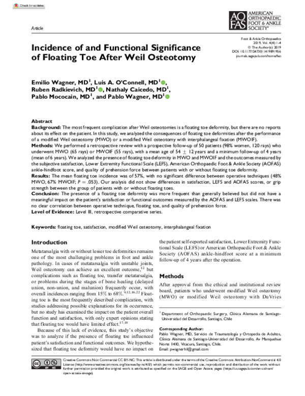 (PDF) Incidence of and Functional Significance of Floating Toe After ...