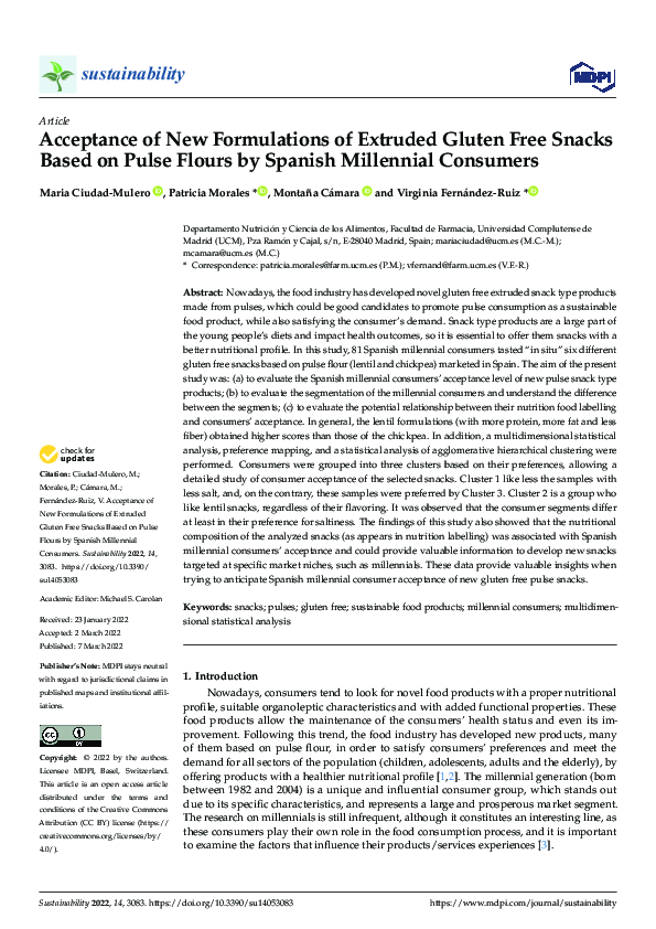 (PDF) Acceptance of New Formulations of Extruded Gluten Free Snacks Based on Pulse Flours by ...