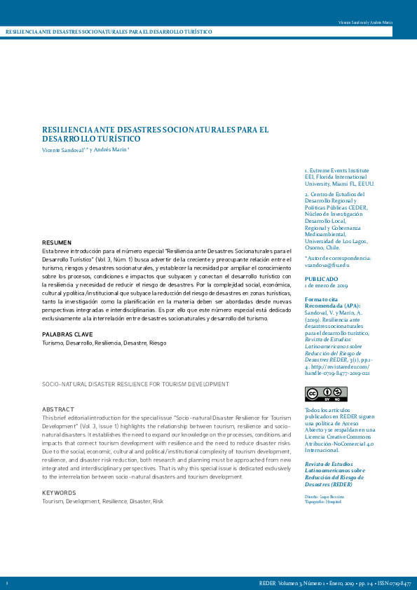 (PDF) Socio-natural disaster resilience for tourism development