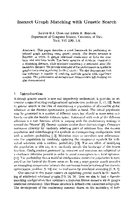 (PDF) Inexact graph matching with genetic search