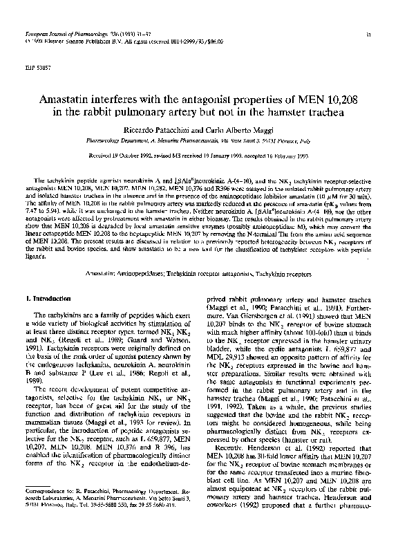 (PDF) Amastatin interferes with the antagonist properties of MEN 10,208 ...