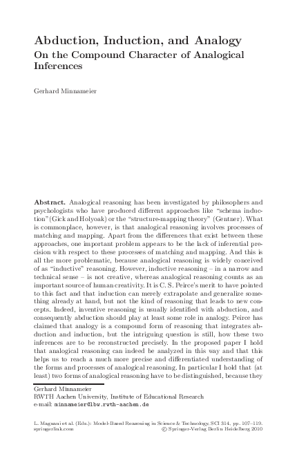 Pdf Abduction Induction And Analogy On The Compound Character Of