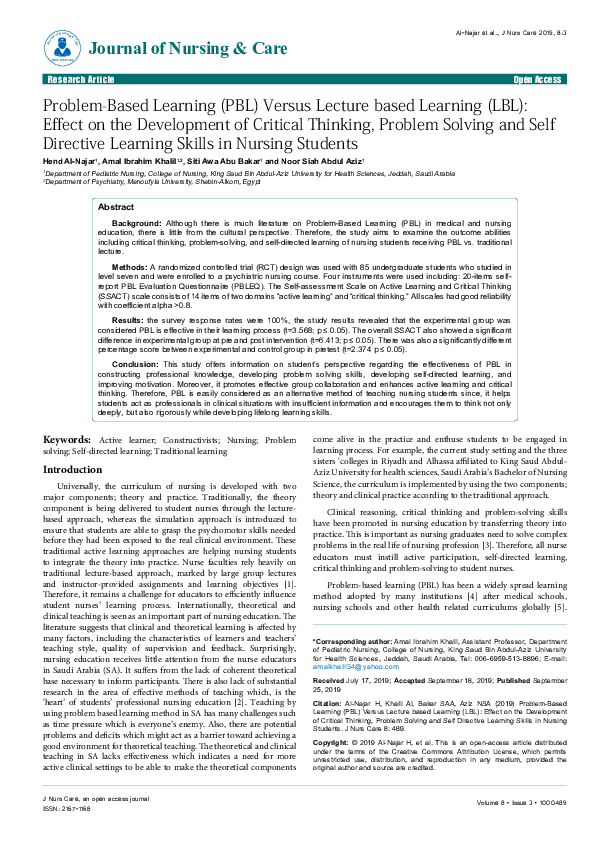 (PDF) Problem-Based Learning (PBL) Versus Lecture based Learning (LBL ...